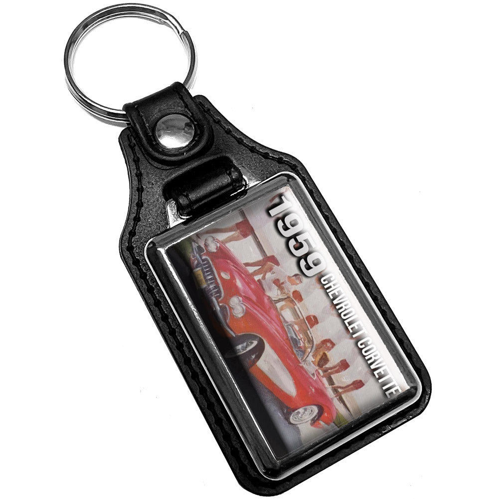 KR-3379 Key Ring - Classic 1959 Chevrolet Corvette Red & White – eiznek.com