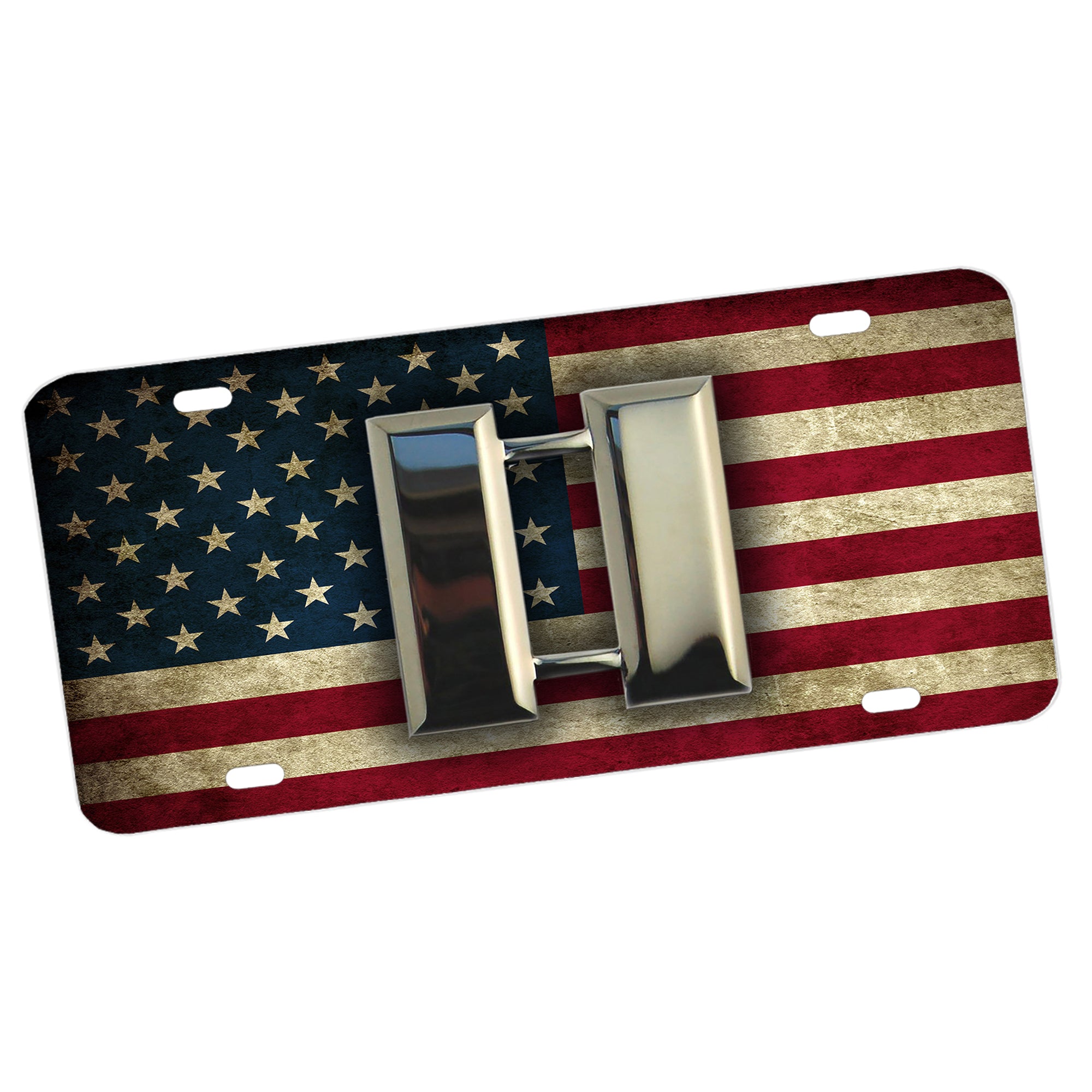LP-032 License Plate - Military Captain Rank Emblem with an American F ...